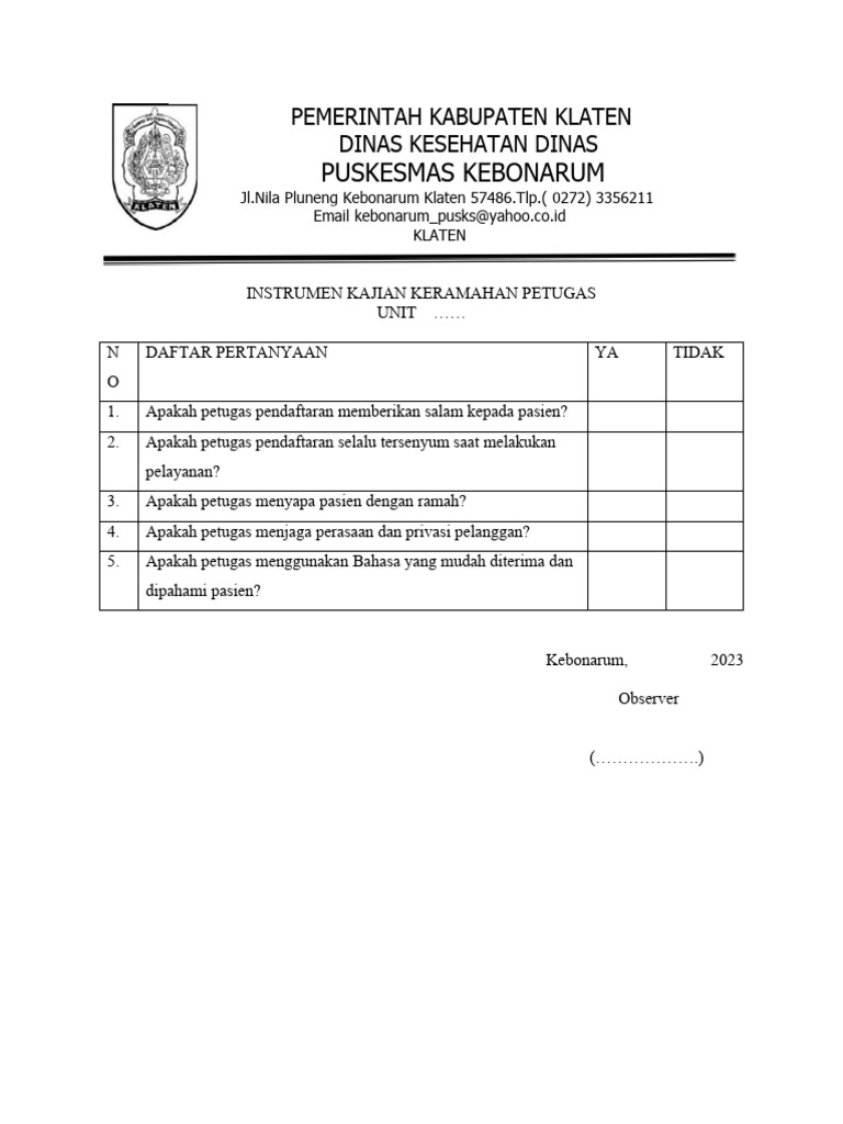 Kajian Keramahan Petugas Puskesmas | PDF