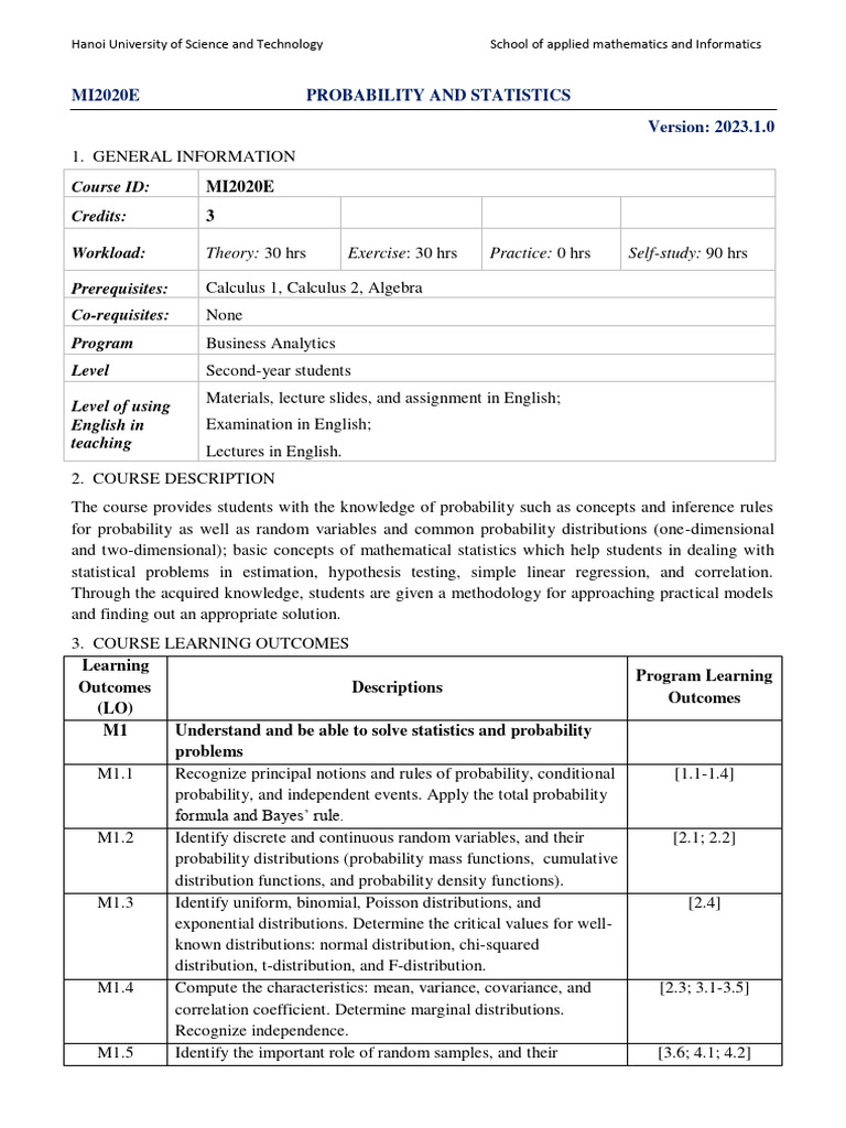 2023 Probability-and-Statistics - CTTT | PDF | Probability Distribution ...