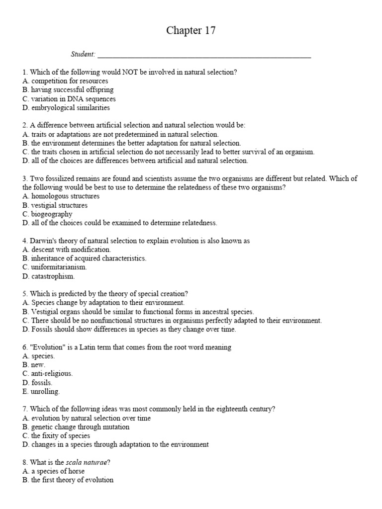 Darwin Practice | Download Free PDF | Natural Selection | Evolution