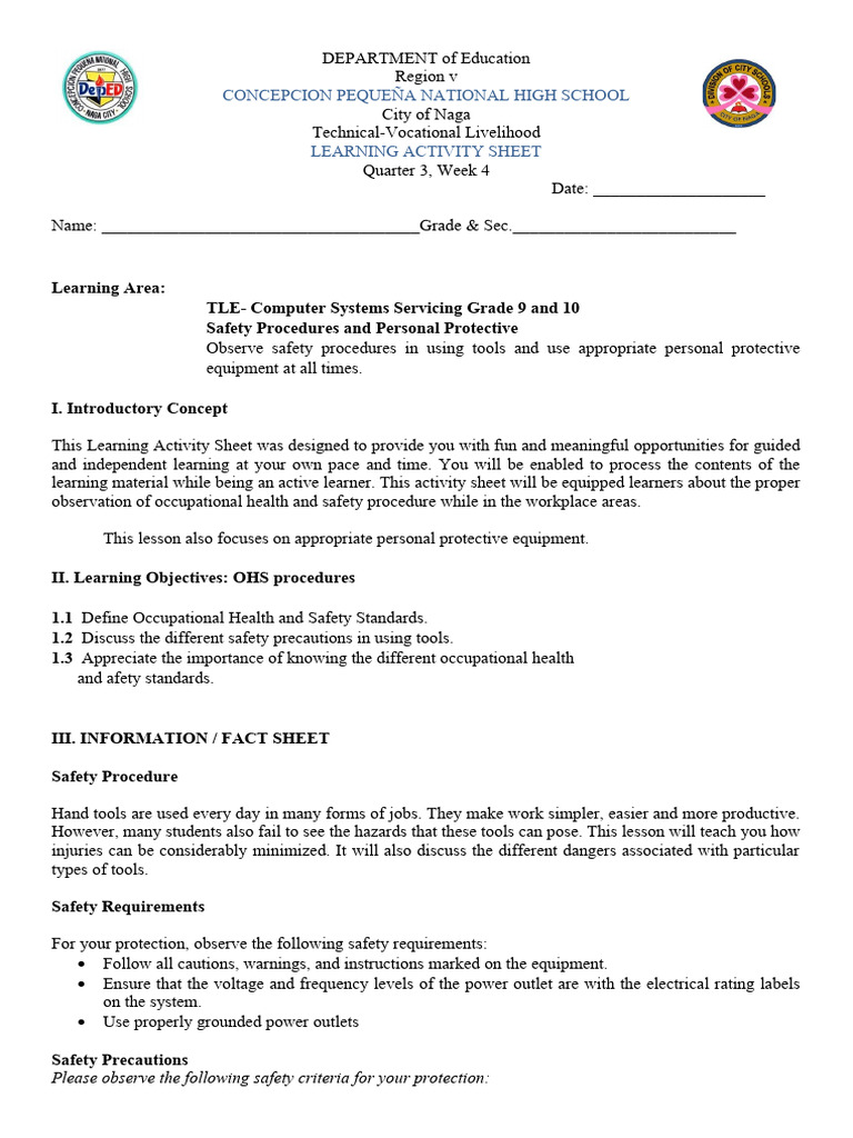 GR 9 LAS q3w4 CSS | PDF | Personal Protective Equipment | Safety