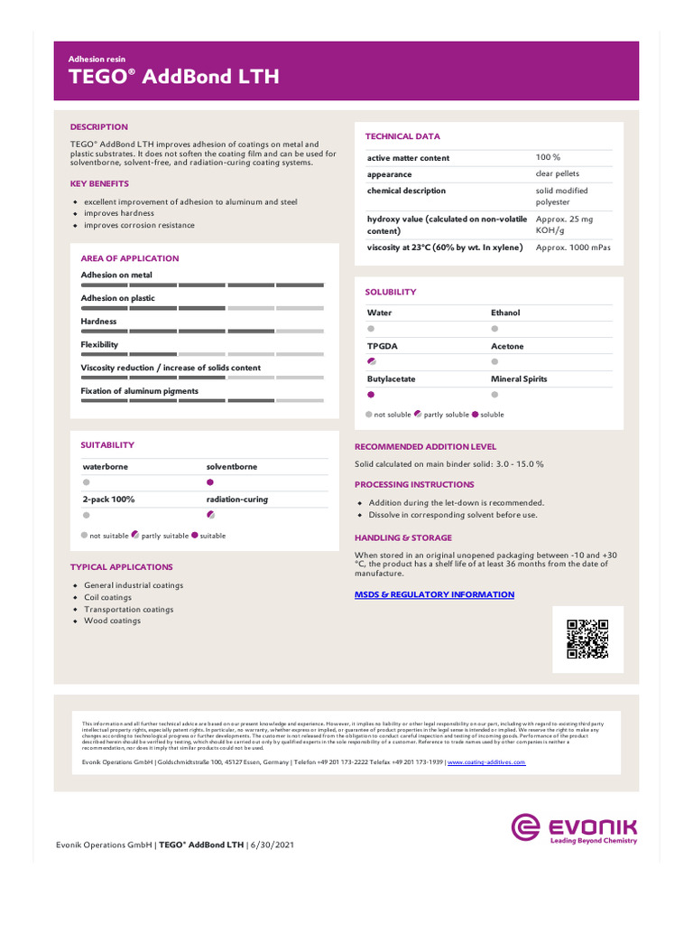 Addbond LTH | PDF | Coating | Physical Sciences