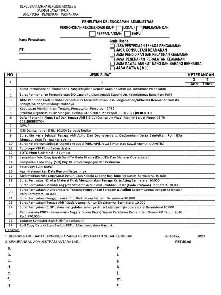 Persyaratan Bujp Perpanjangan 2023 | PDF