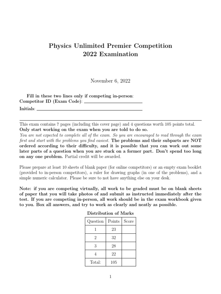 Pupc 2022 Exam | PDF | Inductor | Electrical Resistance And Conductance