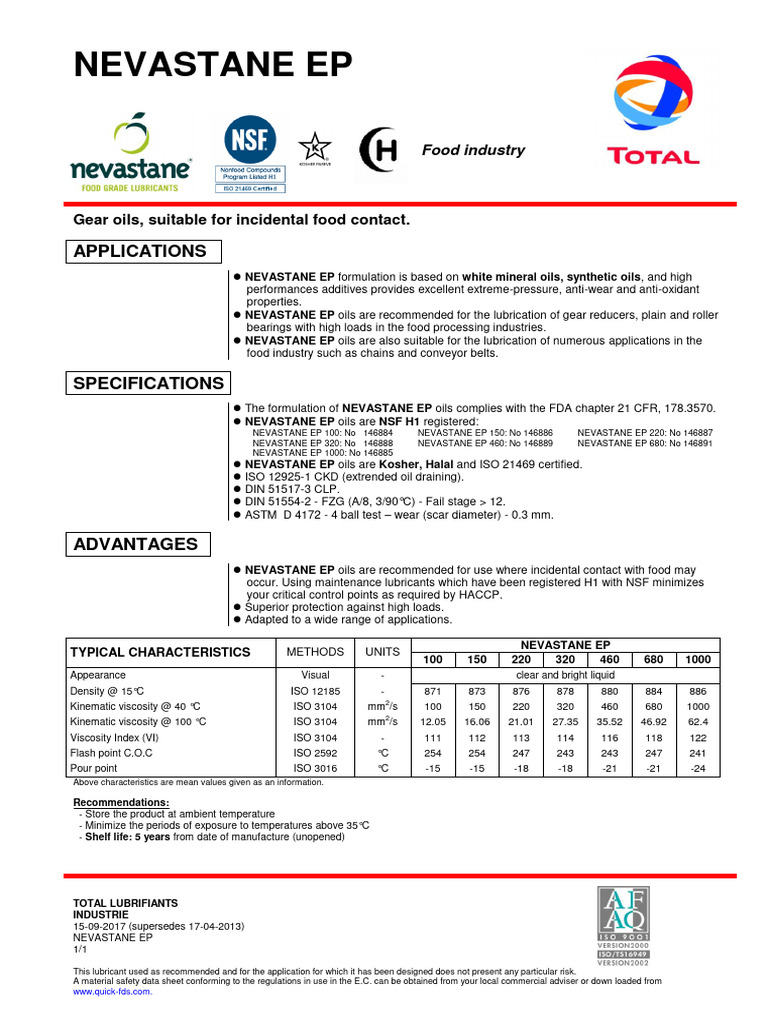 FT TOTAL NEVASTANE EP (Anglais) | PDF | Lubricant | Liquids