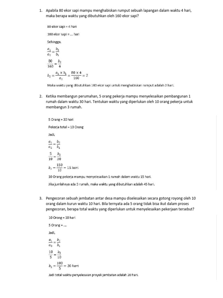 Contoh Soal Perbandingan Kuantitatif Berbalik Nilai | PDF