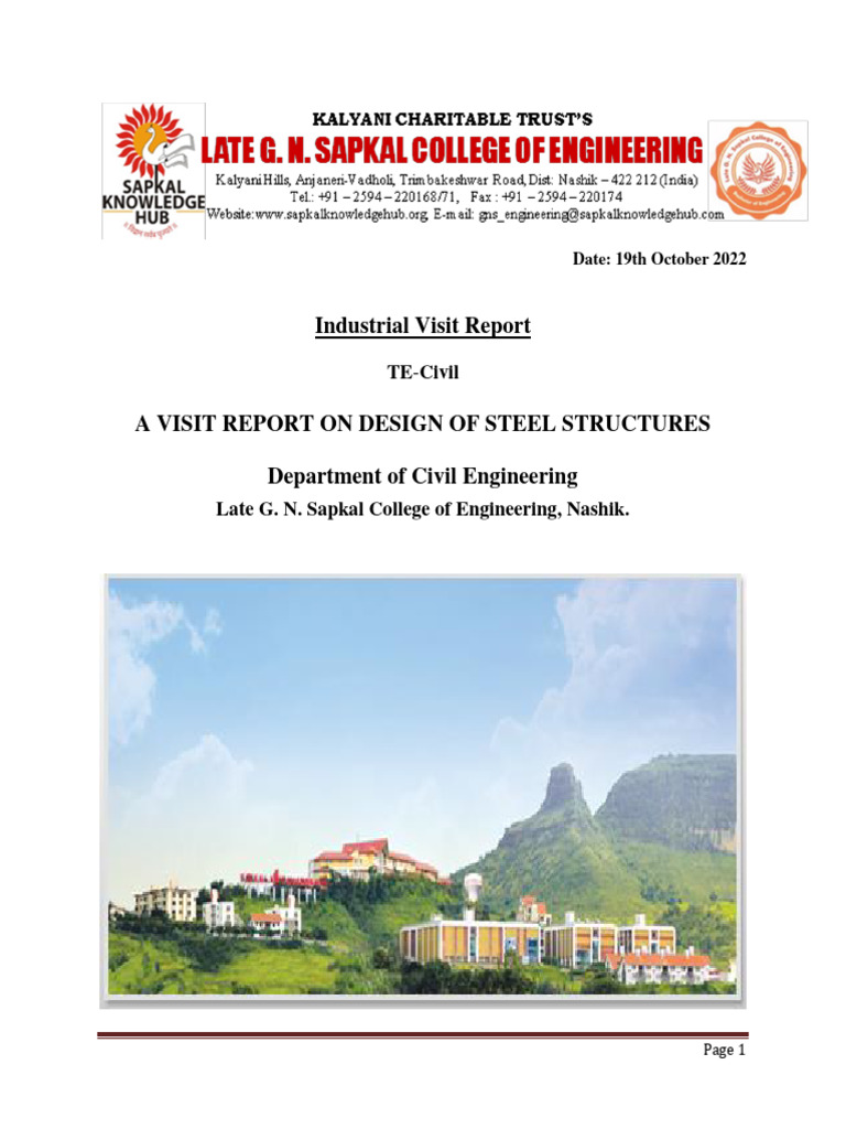 Academic Site Visit Report On Design of Steel Structures at Kimaya ...