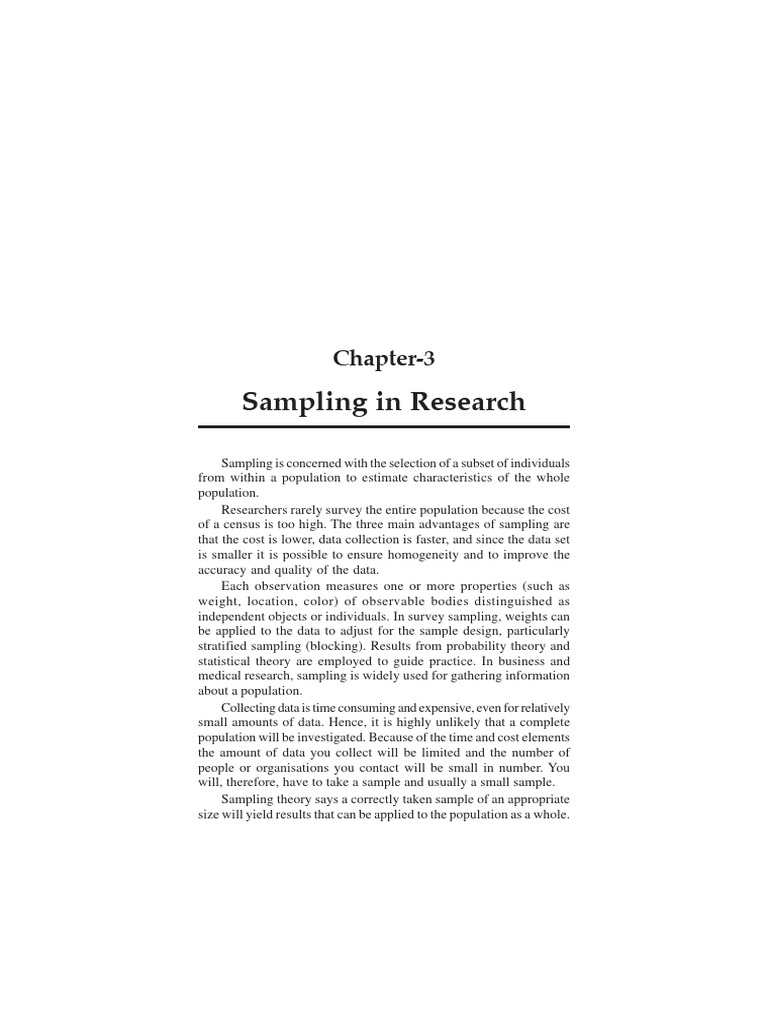Sampling in Research: Chapter-3 | PDF | Sampling (Statistics ...