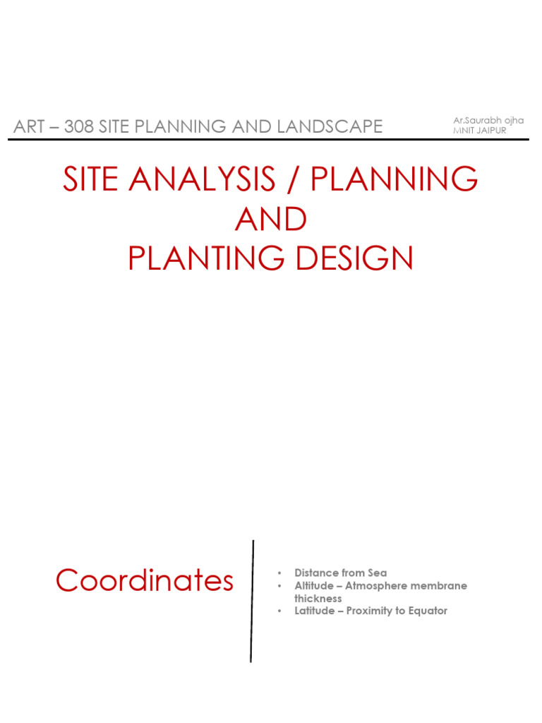 Site Analysis Planning and Planting Design | PDF