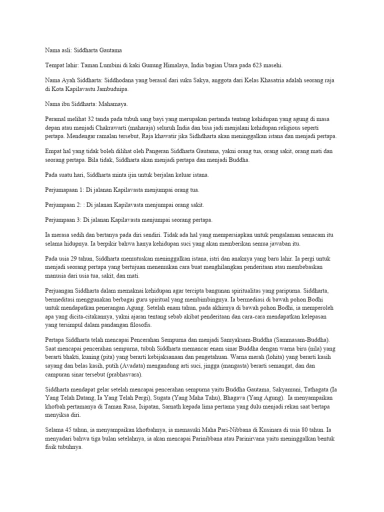Riwayat Hidup Budda | PDF