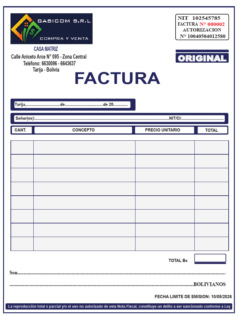 Factura Formato | PDF