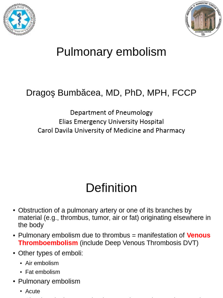 13 Pulmonary Embolism | PDF | Thrombosis | Vein
