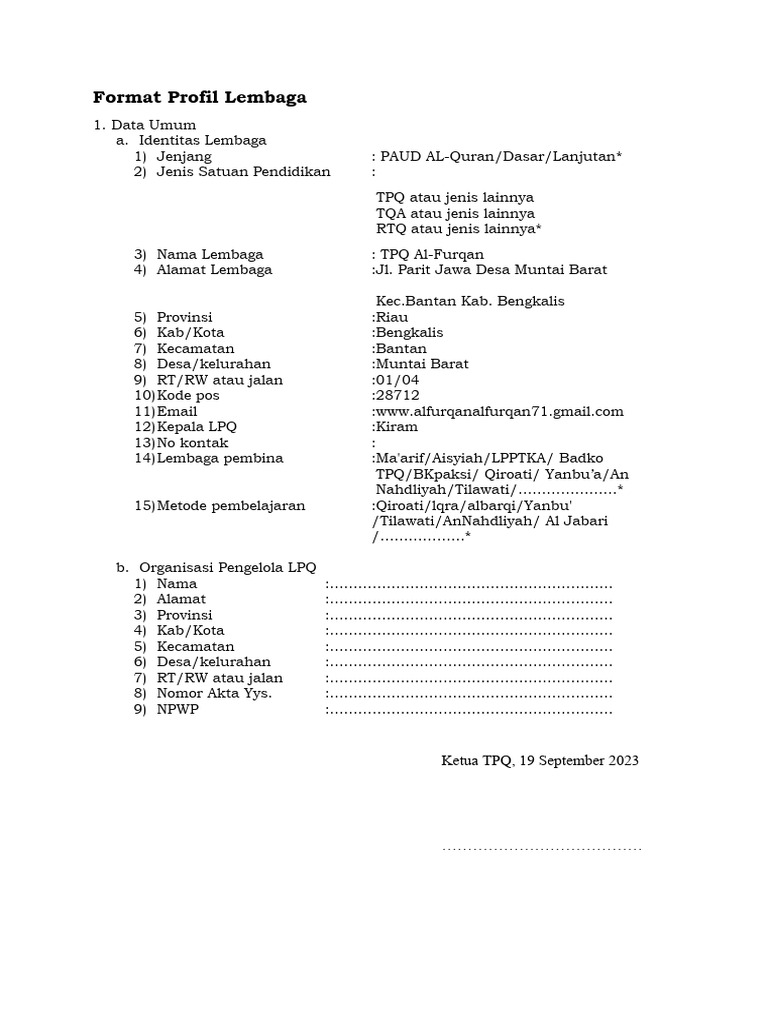 Profil LPQ | PDF | Ilmu Sosial