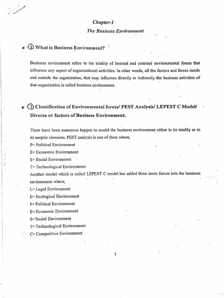 Chapter-01 (The Business Environment) | PDF
