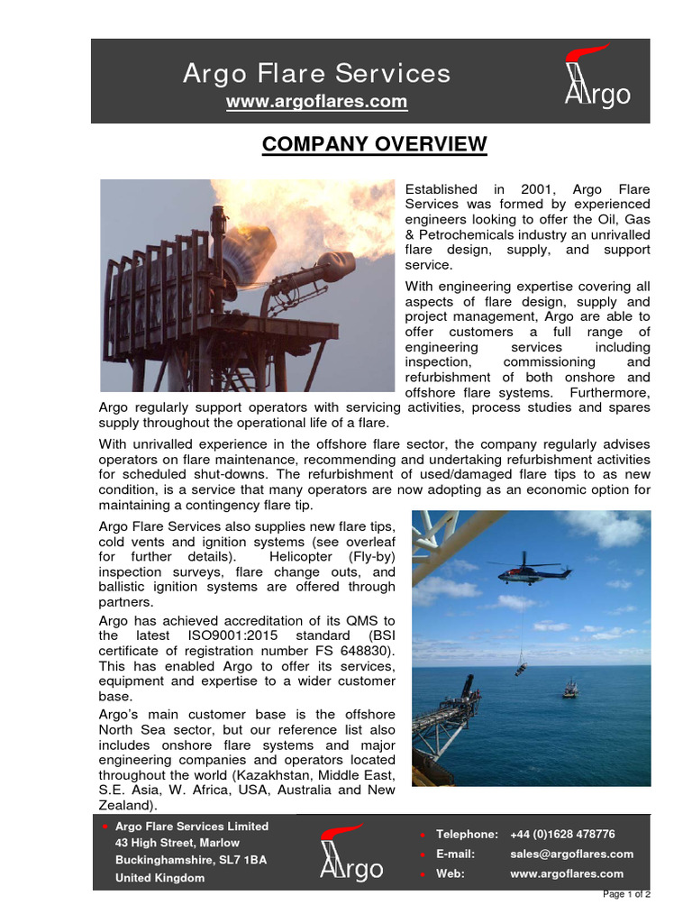 Argo Flares Company Overview | PDF | Combustion | Fuel Injection