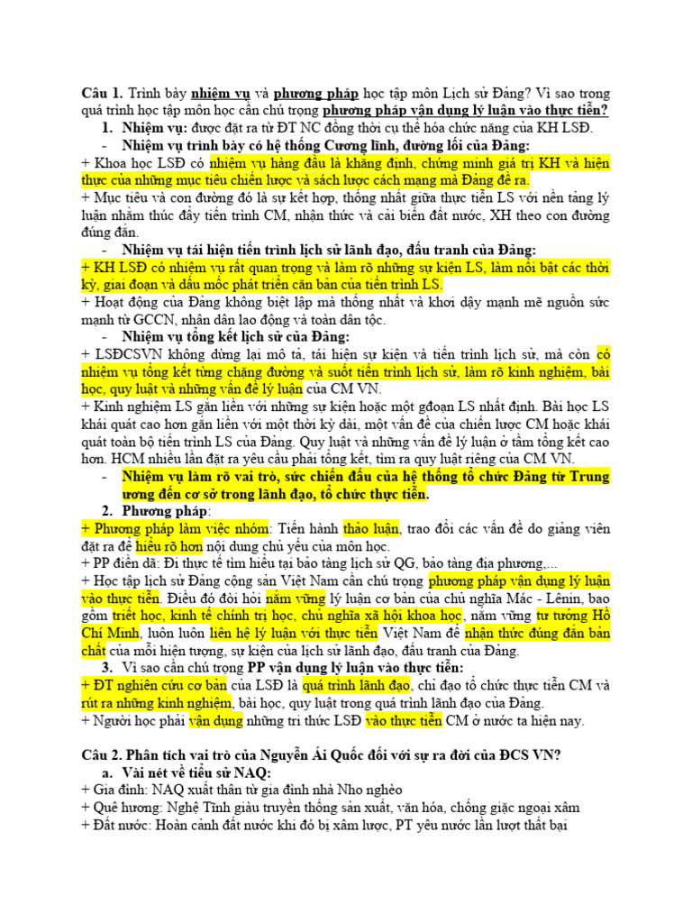 Lịch Sử Đảng CSVN - Tài Liệu | PDF