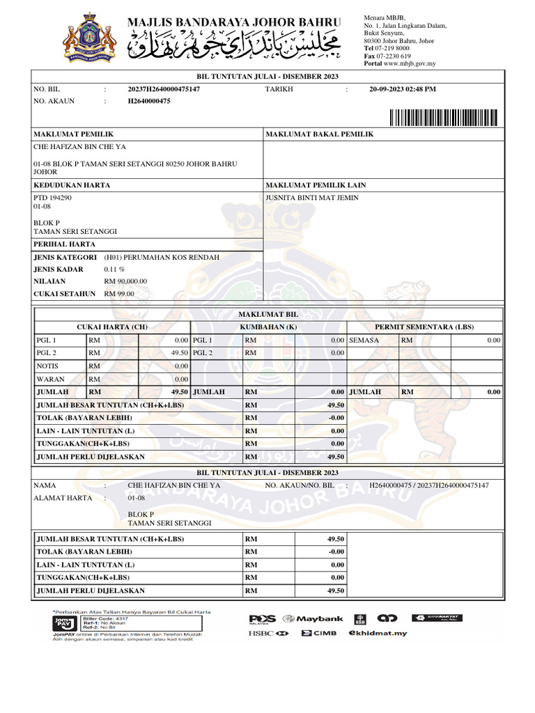 Tel 07-219 8000 Fax 07-2230 619 Portal WWW - Mbjb.gov - My | PDF