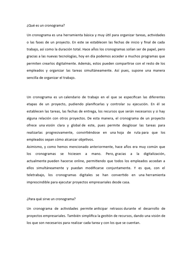 Qué Es Un Cronograma | PDF | Informática