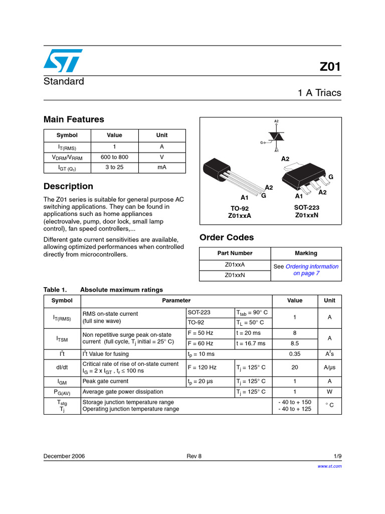 Z01 Series | Download Free PDF | Root Mean Square | Electrical ...