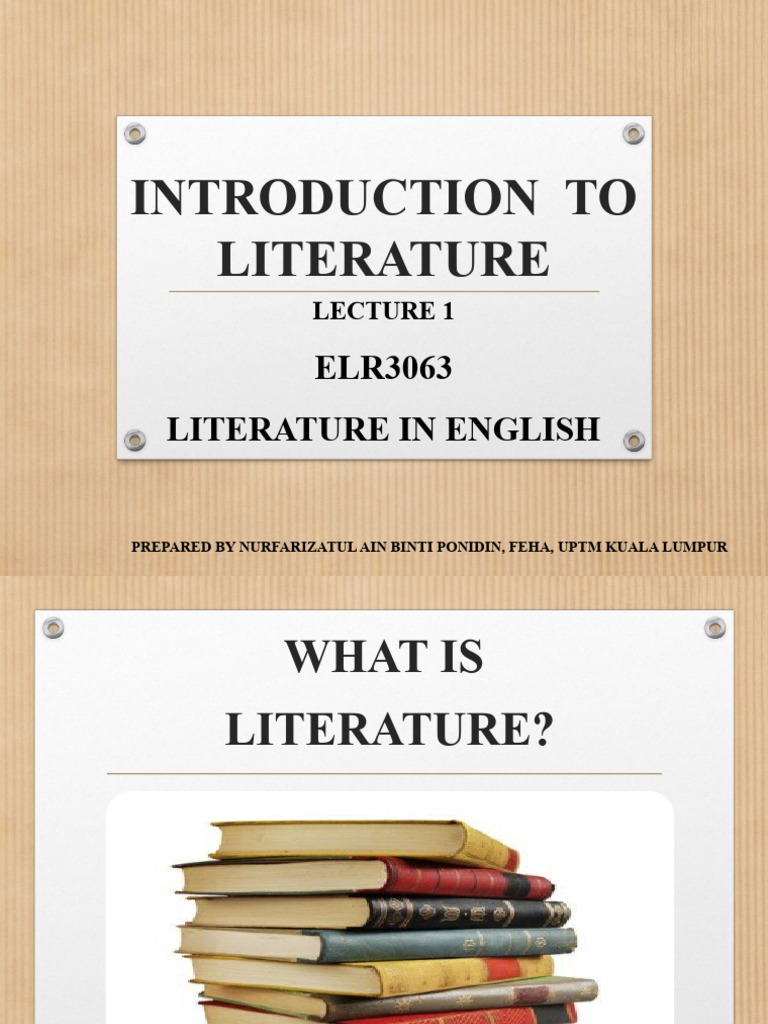 Lecture 1 - Introduction To Literature | PDF | Poetry | Writing