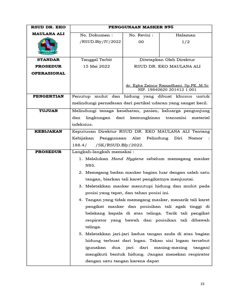 9.spo Apd Masker n95 | PDF | Kesehatan Holistik | Sains & Matematika