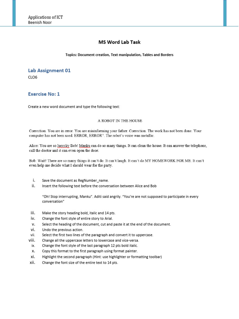 Lab Assignment01 - FA23 | PDF | Letter Case | Microsoft Word
