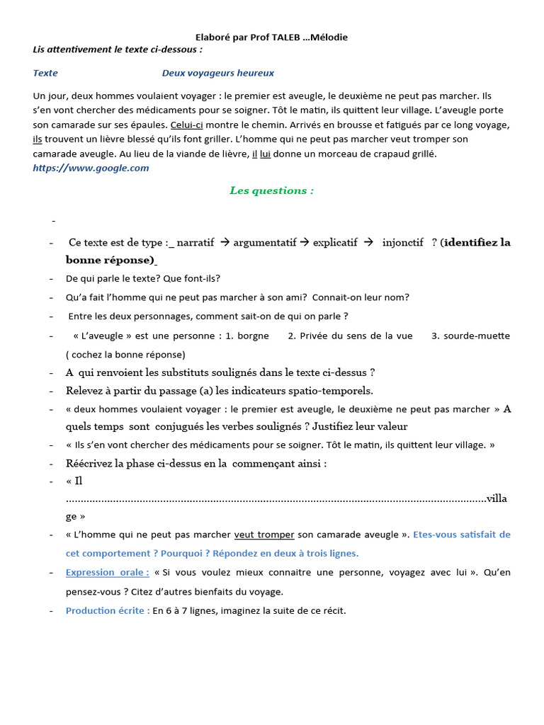 Test D'évaluation Mélodie 2022 1AS - 2AS | PDF