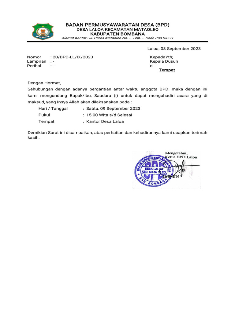 Undangan BPD 2023 - 101431 | PDF