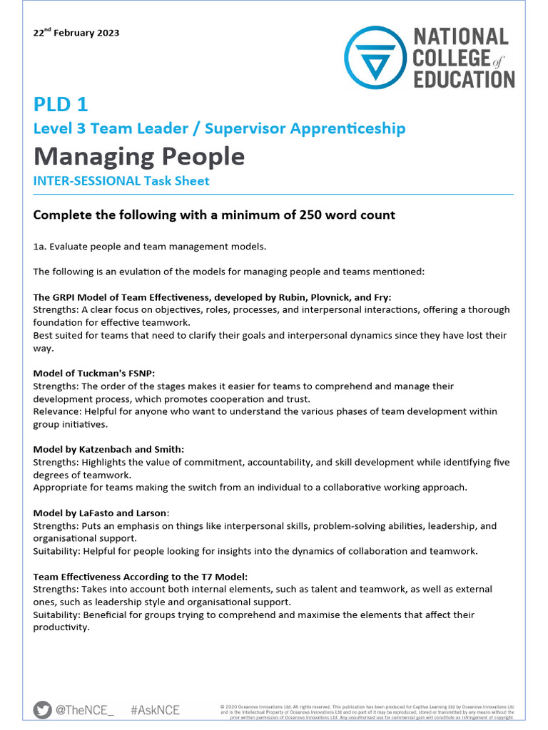 PLD 1 Managing People L3 Task | Download Free PDF | Motivational ...