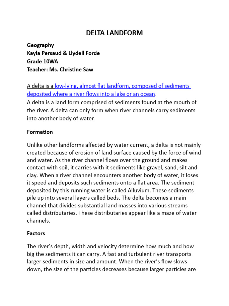 Delta Landform | PDF | River Delta | Sediment