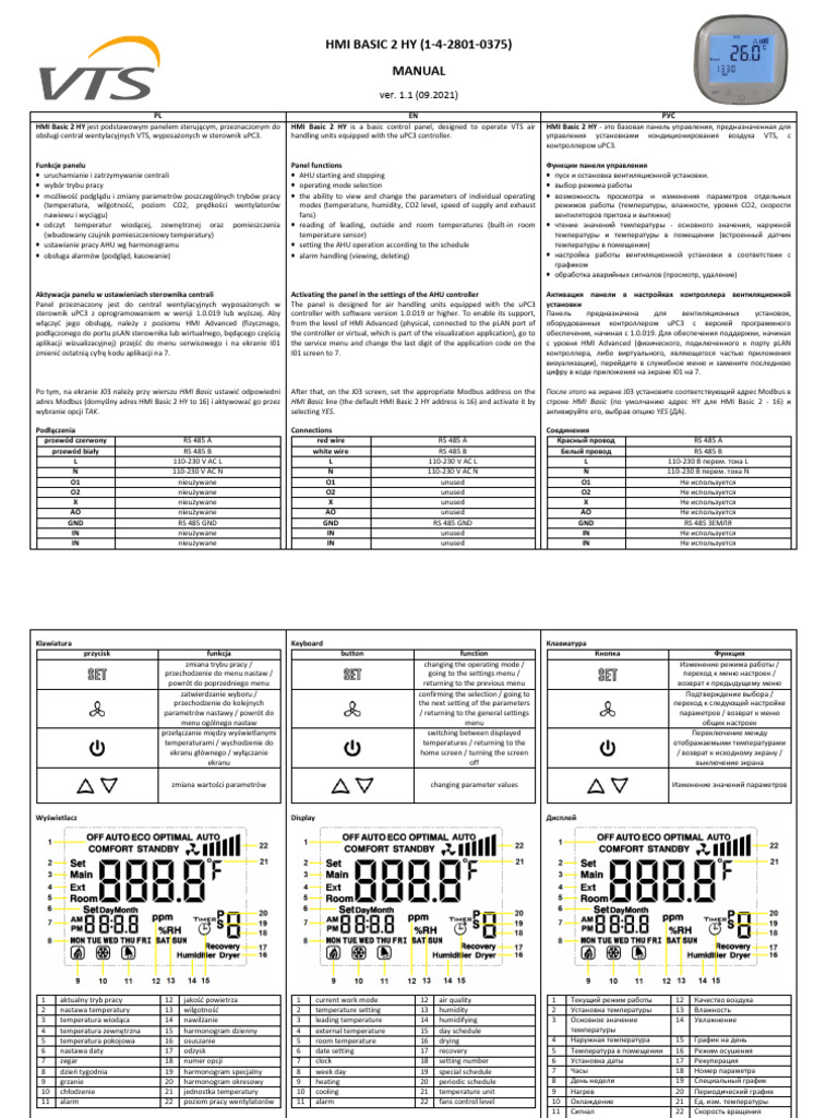 HMI Basic 2 HY DTR Ver. 1.1 (09.2021) - PL - EN - RU VTS Sterownik | PDF