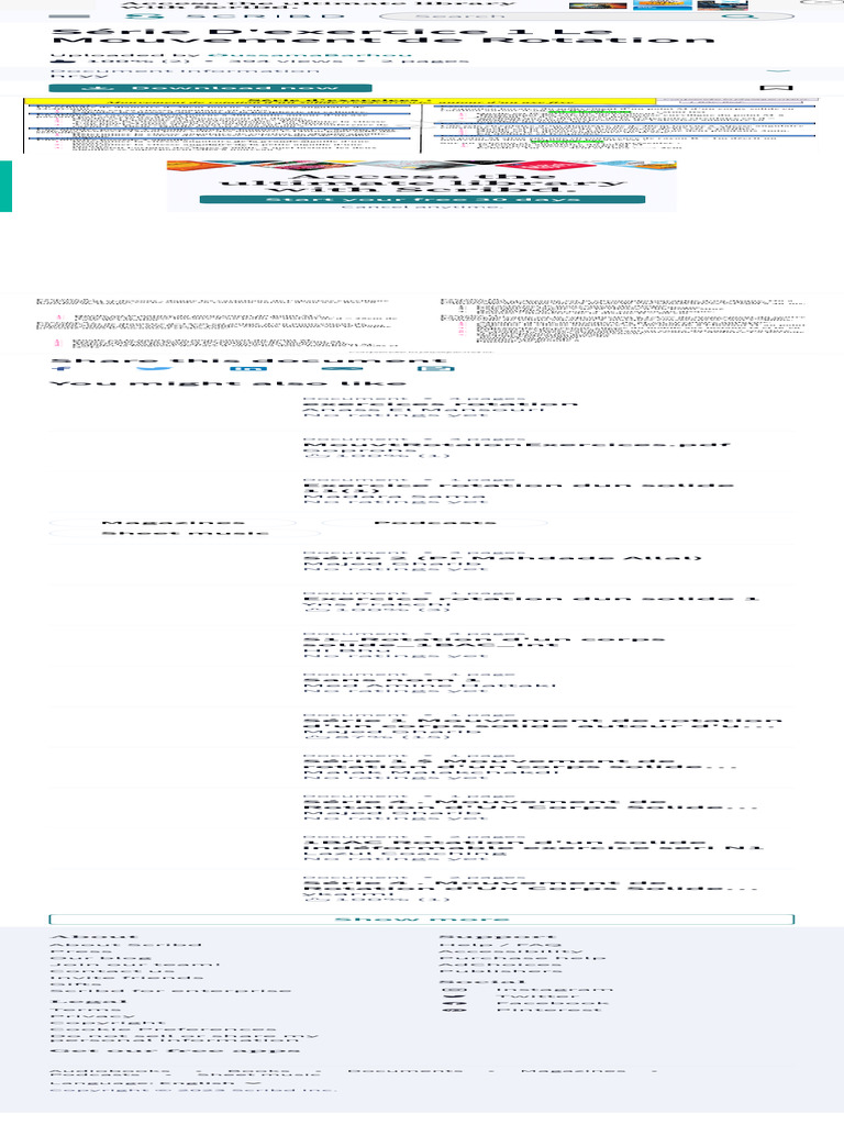 Série D'Exercice 1 Le Mouvement de Rotation PDF | PDF | Mouvement de ...