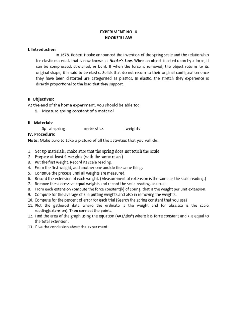 Lab 4 | PDF | Elasticity (Physics) | Weight