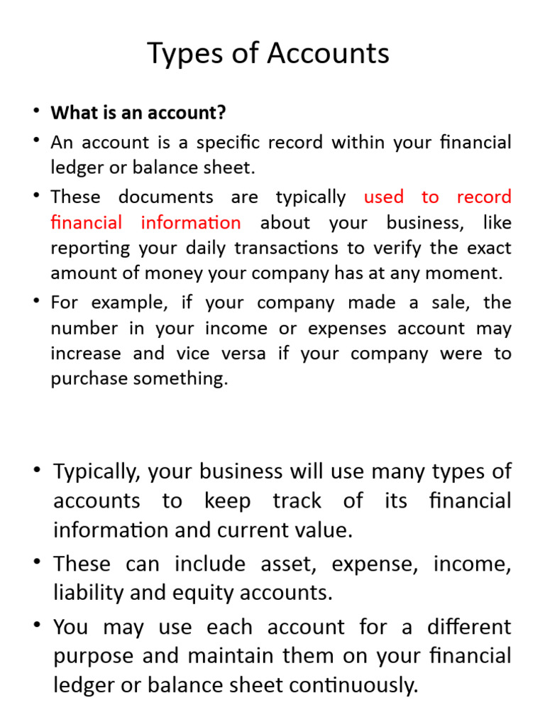 5 Types of Accounts | PDF | Equity (Finance) | Balance Sheet