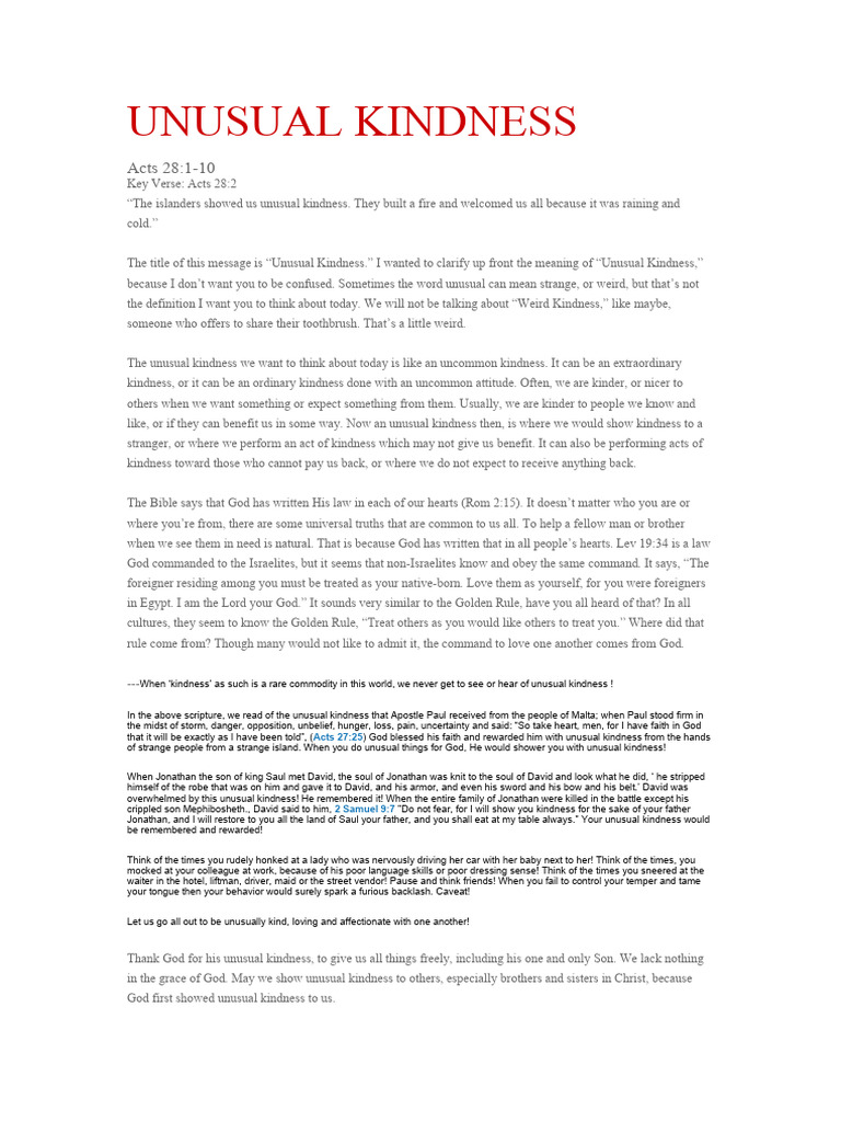 Unusual Kindness | PDF | David | Saul