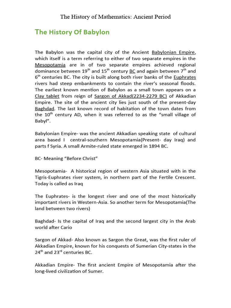 Babylonian Mathematics and History | PDF | Babylon | Mesopotamia