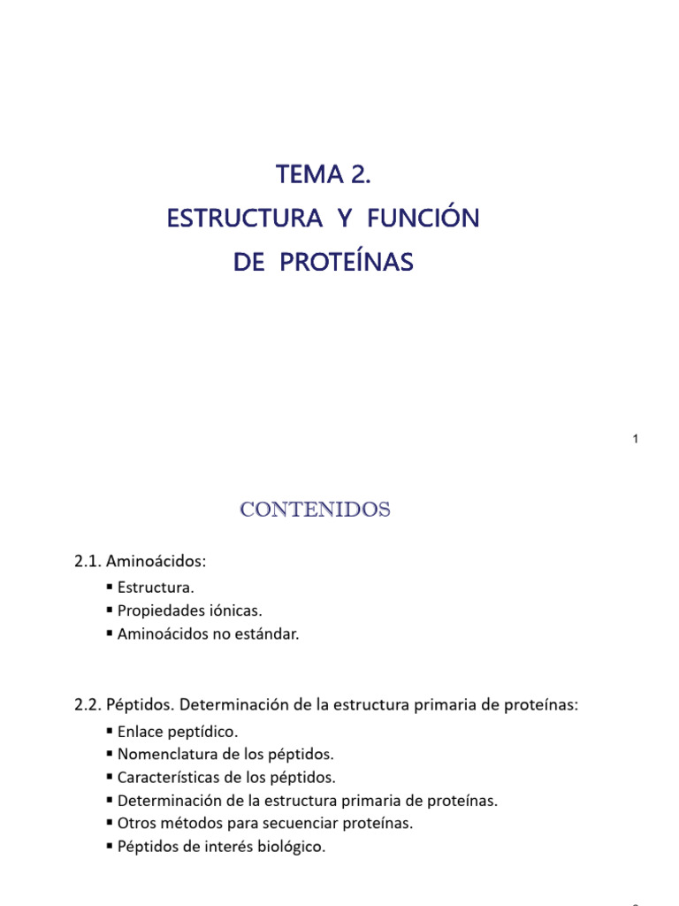 Tema 2 Bioq | PDF | Desnaturalización (bioquímica) | Péptido