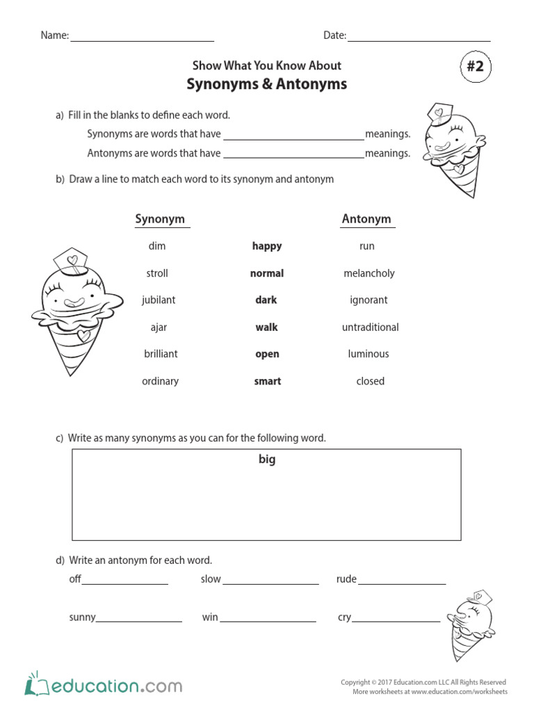 Show What You Know About Synonyms and Antonyms 2 | PDF