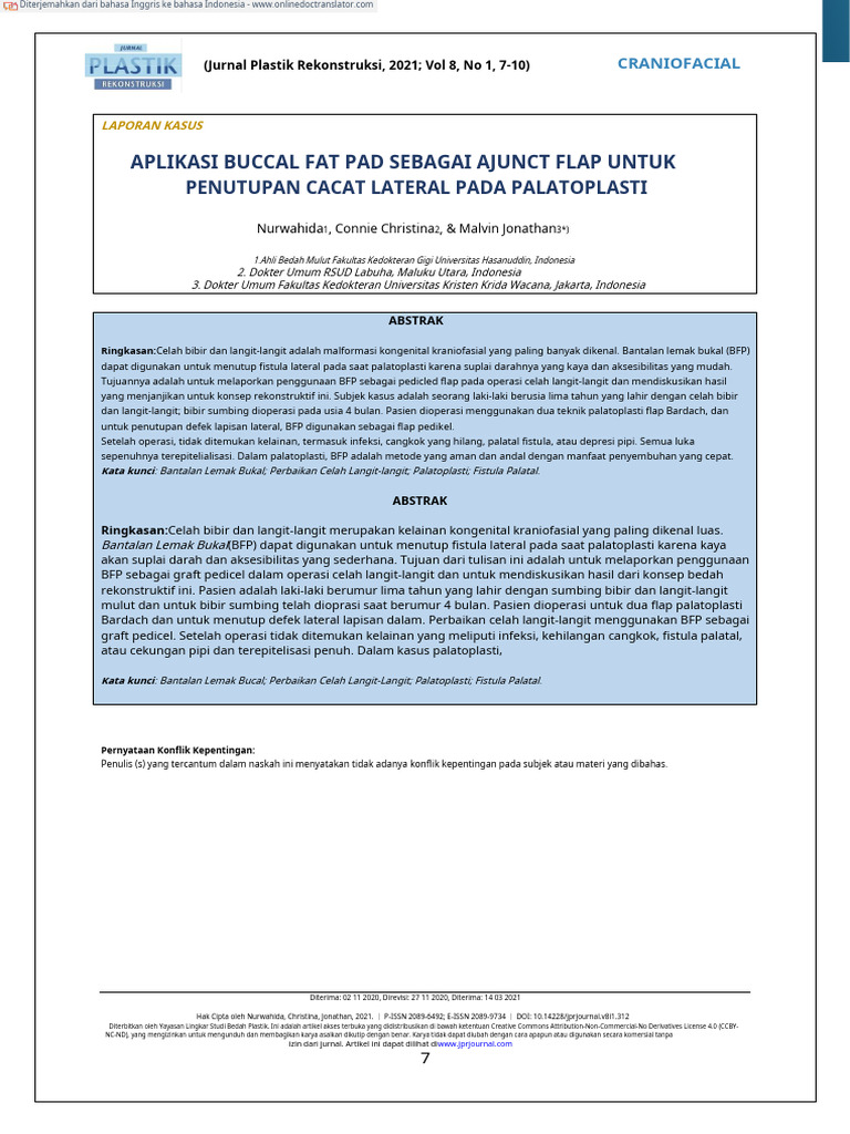 APPLICATION OF BUCCAL FAT PAD AS ADJUNCT FLAP FOR LATERAL DEFECT ...