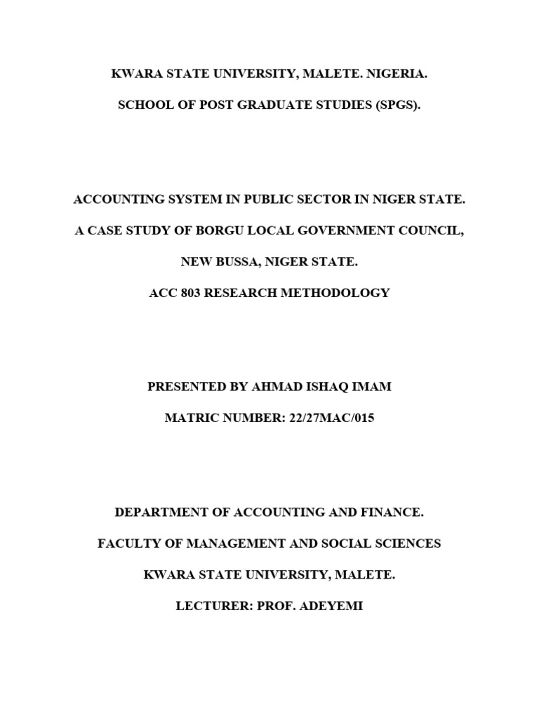Accounting in Borgu Local Government | PDF | Accounting | Methodology