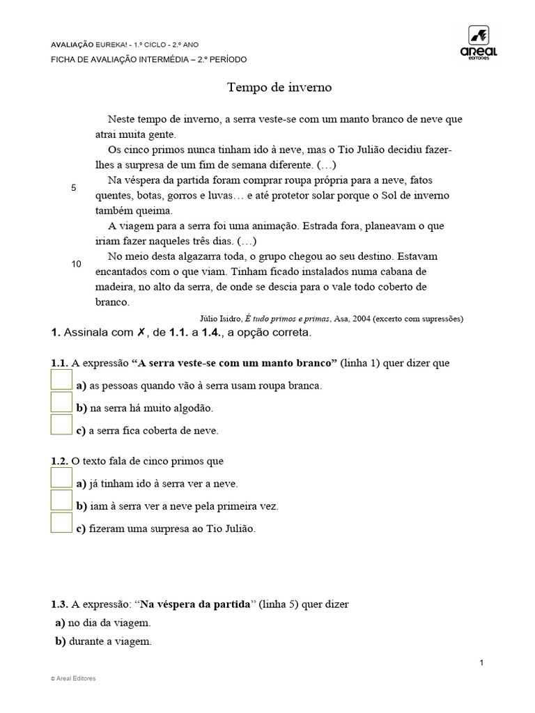 Português 2ano - Ficha Inter II | PDF