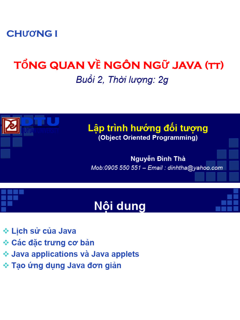 CS311 - OOP - Lecture 2. Tong Quan Java (TT) | PDF