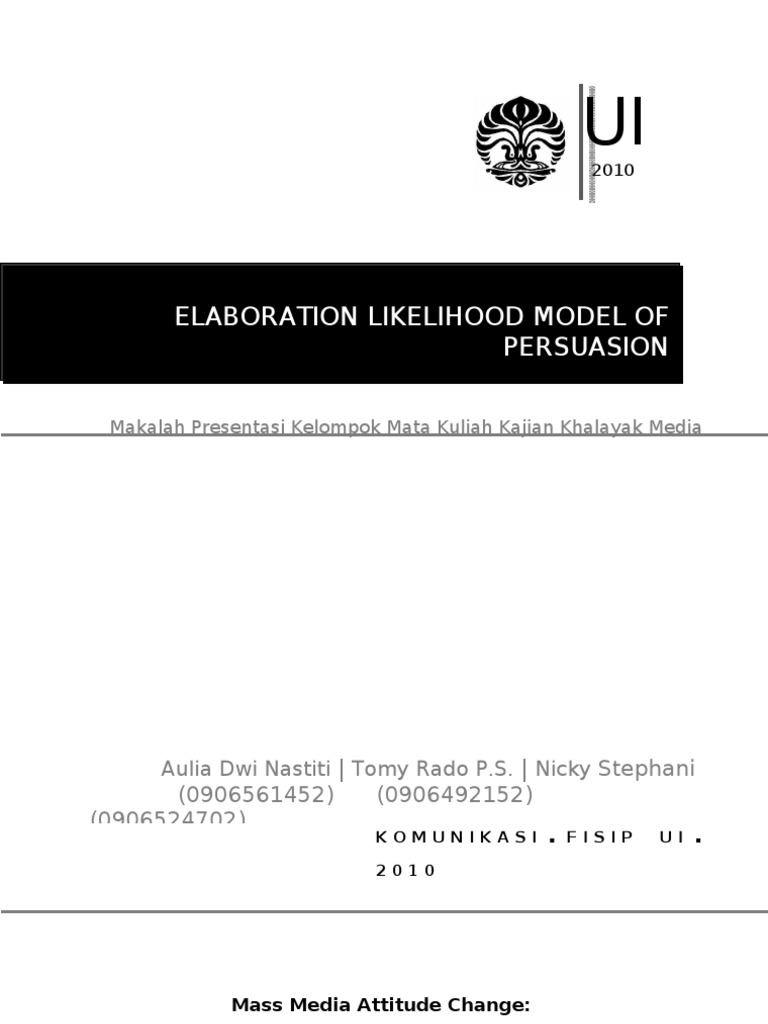 Elaboration Likelihood Model of Persuasion | PDF