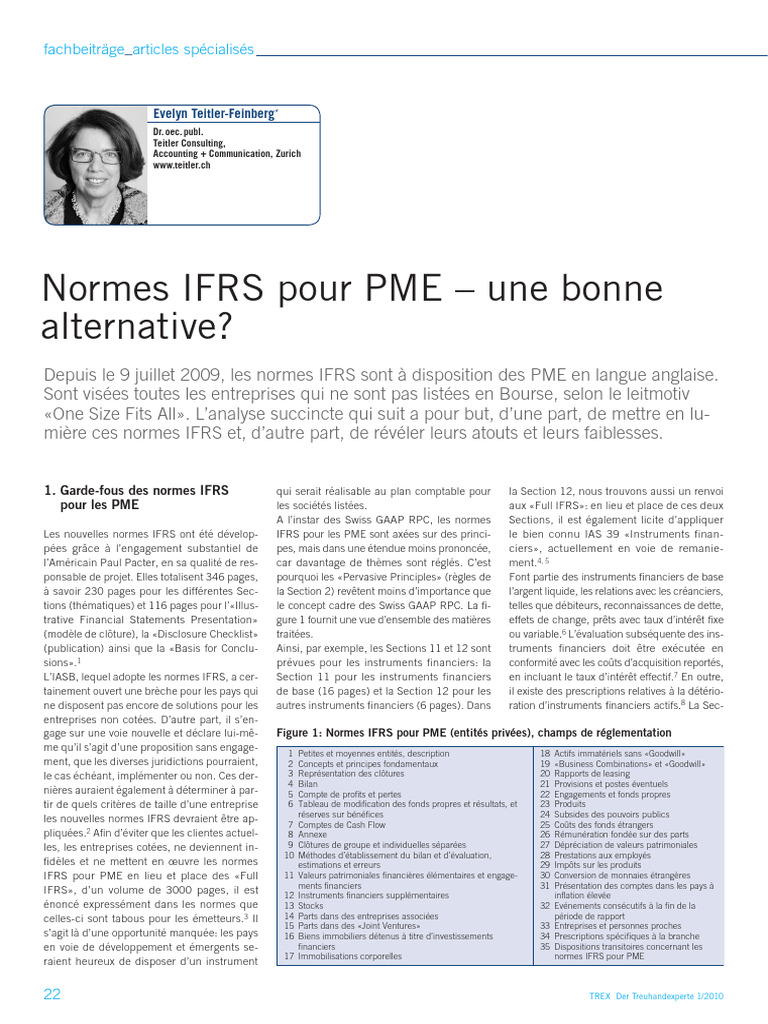 Normes IFRS pour PME en Suisse | PDF | Normes internationales d'information financière ...