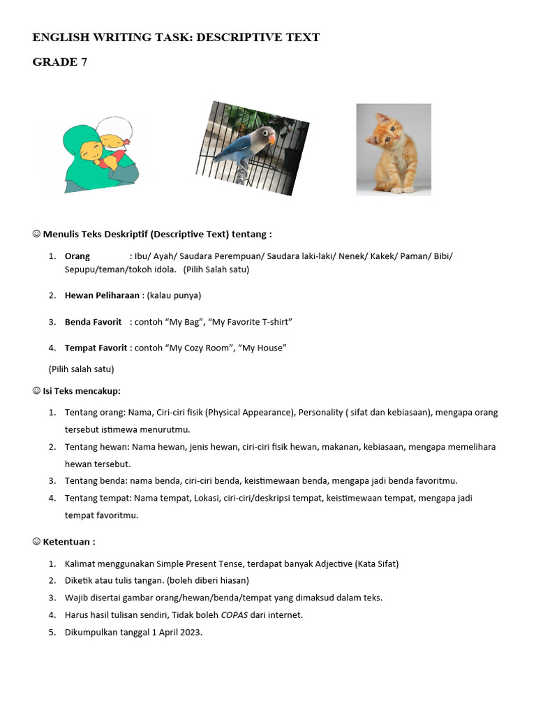 English Writing Task Descriptive Text (1) | PDF