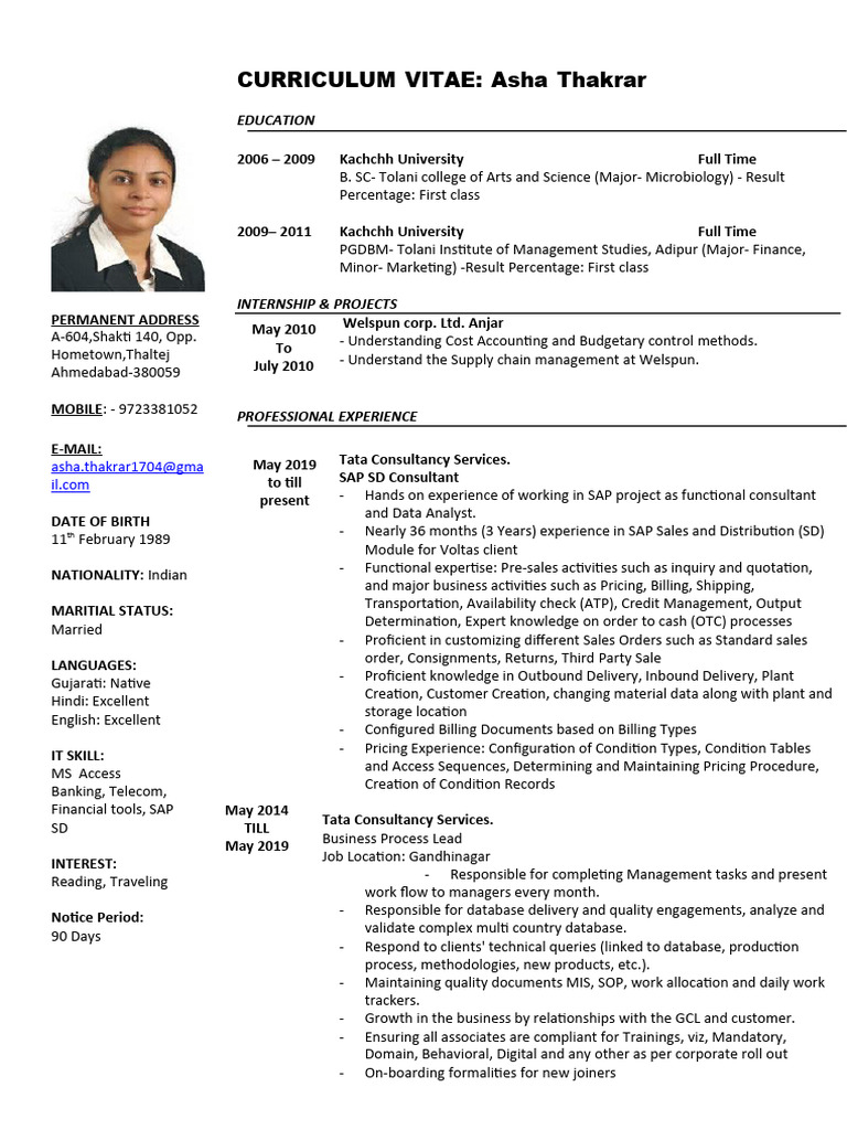 Asha Thakrar CV | PDF | Sales | Marketing