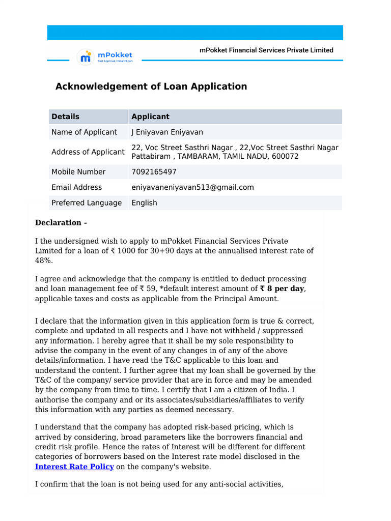Loan Application Letter MK54146316ID47157512 | PDF | Debt | Loans