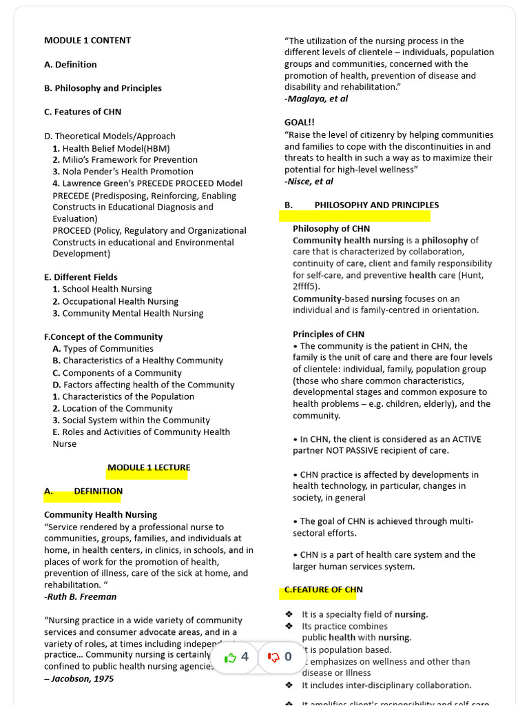 CHN Module 1 Notes Community | PDF | Behavioural Sciences | Psychology