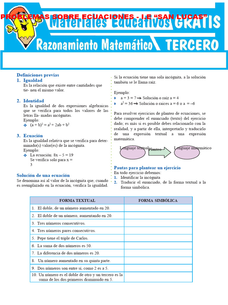 Ecuaciones RM 3ro SL 2023 | PDF | Ecuaciones | Conceptos matemáticos