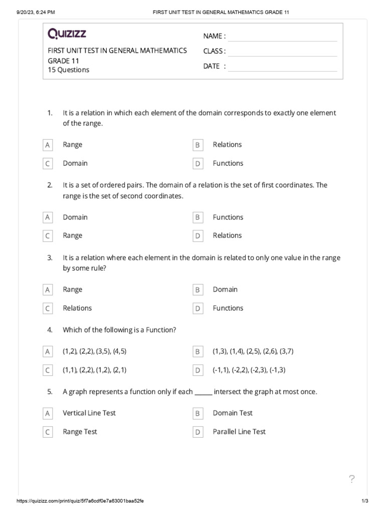 First Unit Test in General Mathematics Grade 11 | PDF | Function ... First Unit Test in General Mathematics Grade 11 | PDF | Function ...