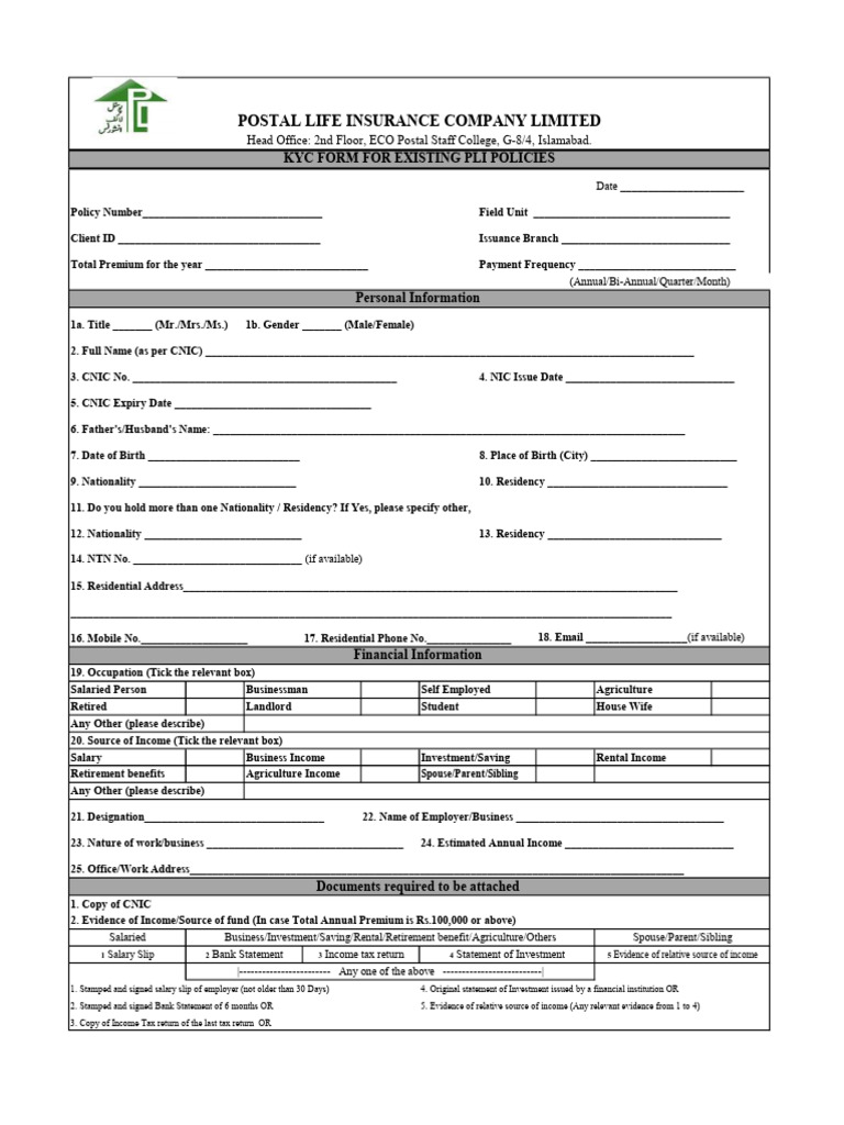 KYC Form For PLI Existing Portfolio | PDF | Payments | Economies